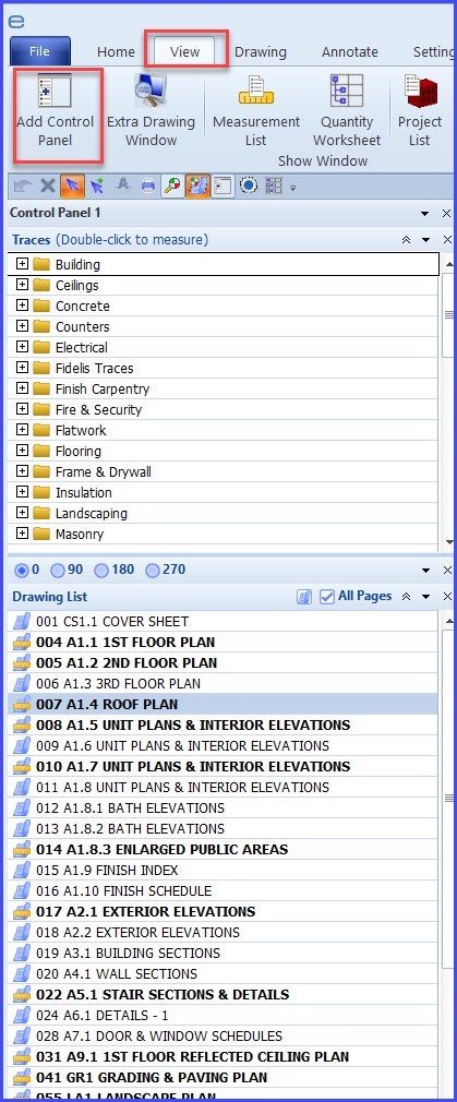 Display Control Panel - eTakeoff